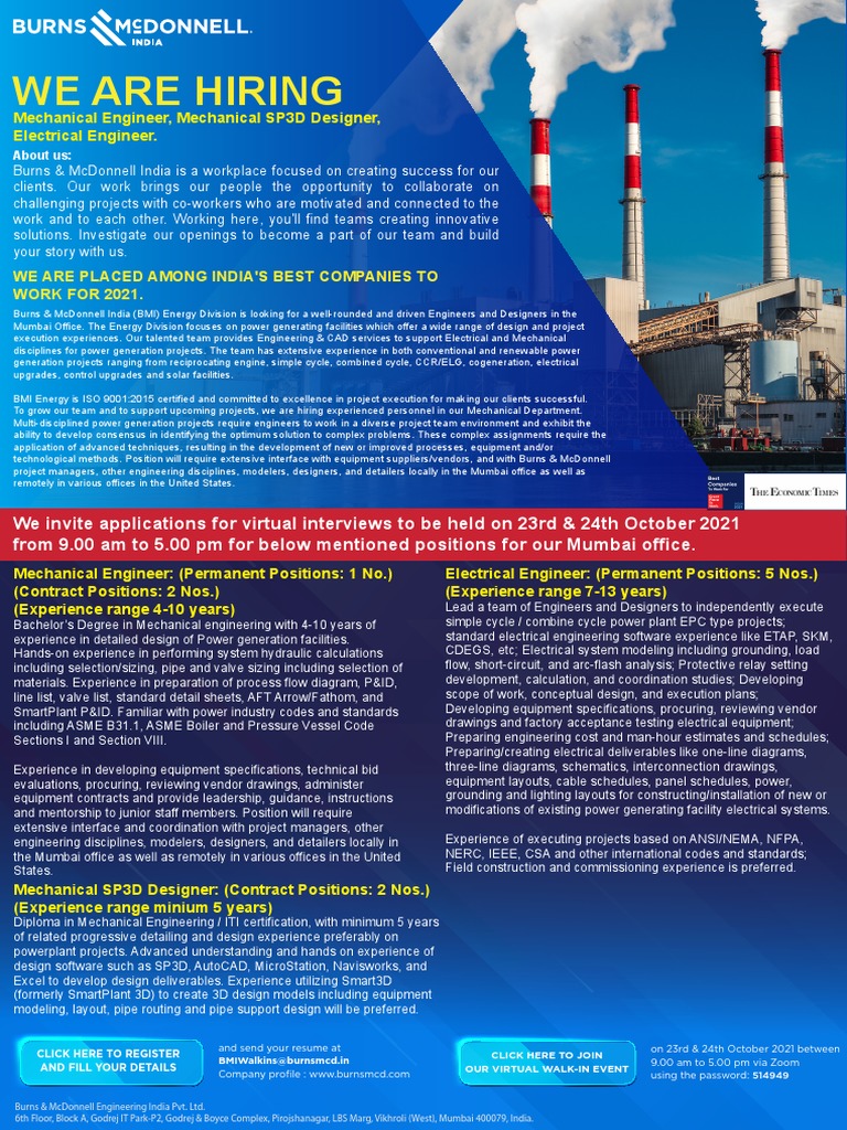 Walk - in Interviews ENR | PDF | Engineering | Electricity Generation