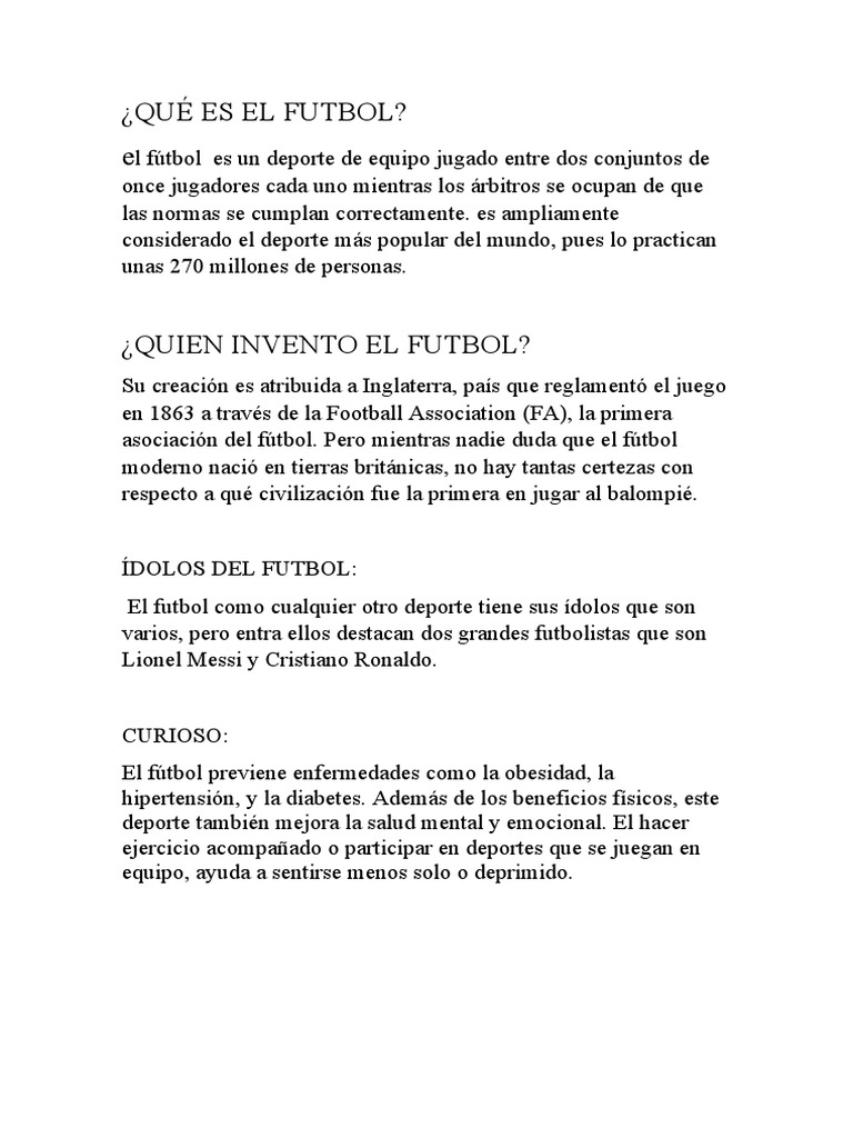 Qué Es El Futbol | PDF