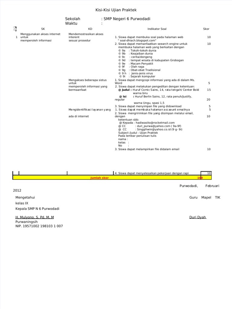 Dokumen - Tips - Kisi Ujian Praktek Tik Kelas 9 | PDF
