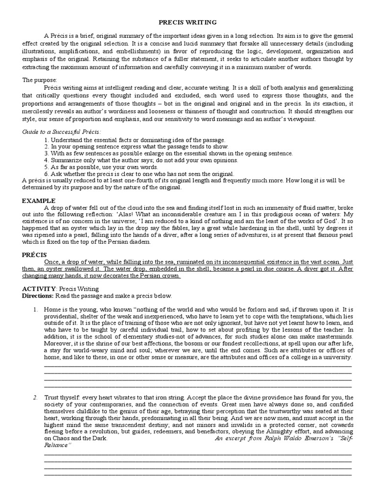 Precis Writing | PDF | Thought