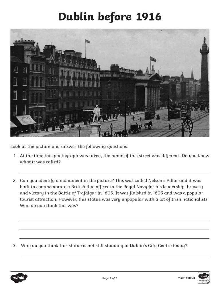 Roi2 H 40266 Dublin Before 1916 Picture Study and Response Activity English - Ver - 2 | PDF ...