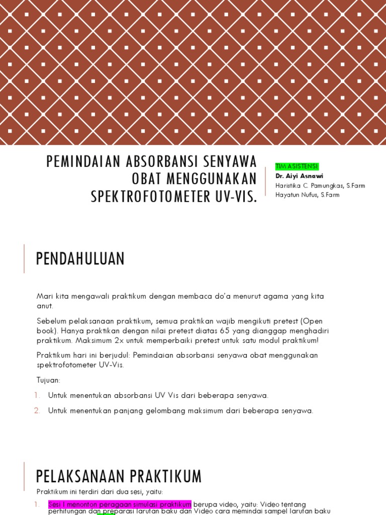 Prak01 - Pemindaian Absorbansi Senyawa Obat Menggunakan ...