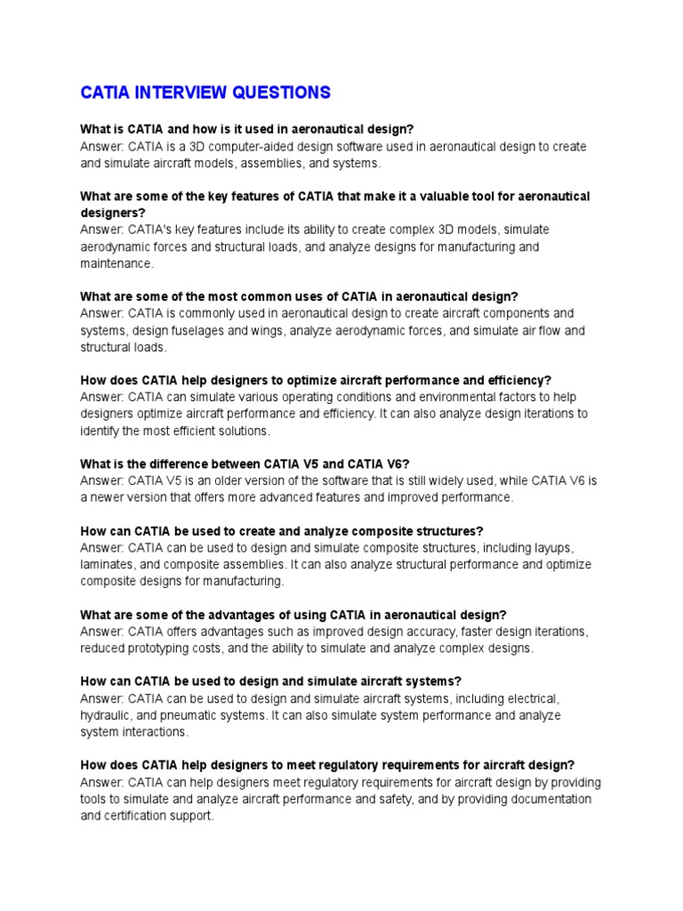 Catia Interview Questions | PDF | Simulation | Aircraft
