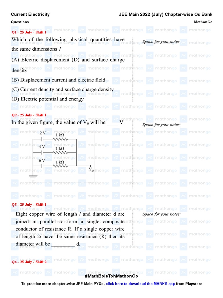 Current Electricity Notes Ajay | PDF