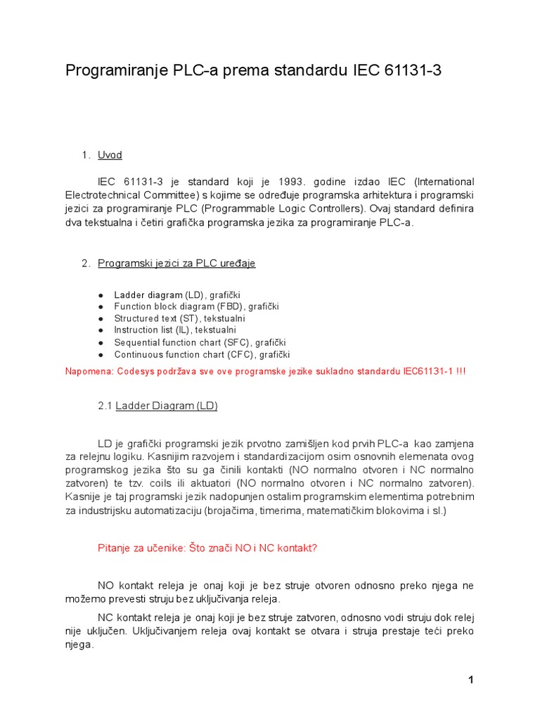 Programiranje PLC-a Prema Standardu | PDF