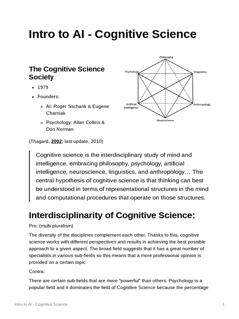 Ai: Cognitive Science | PDF | Mind | Cognitive Science