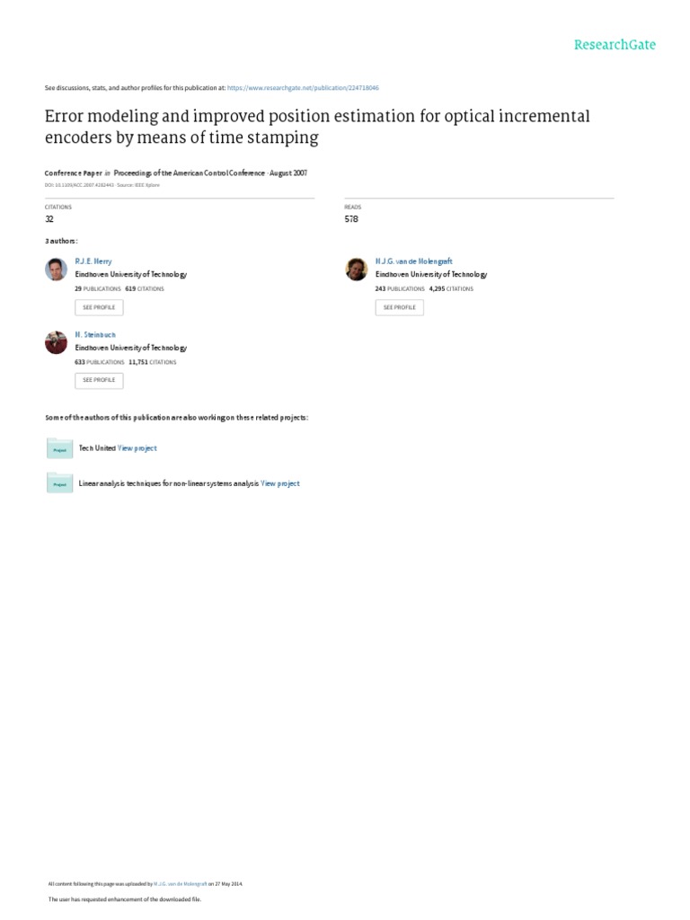 Error Modeling and Improved Position Estimation For Optical Incremental ...