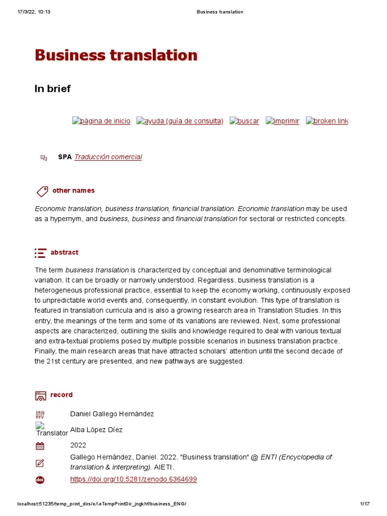 Defining Business Translation: Understanding the Broad, Sectoral and ...