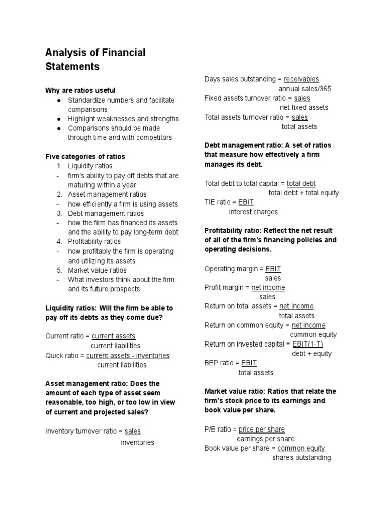 Financial Management Formulas | PDF | Equity (Finance) | Return On Equity