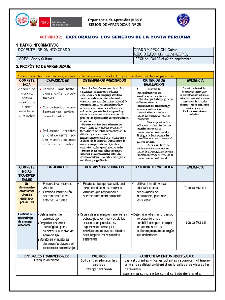 Semana 24 - Sesion de Aprendizaje-5°año | PDF | Aprendizaje | Evaluación