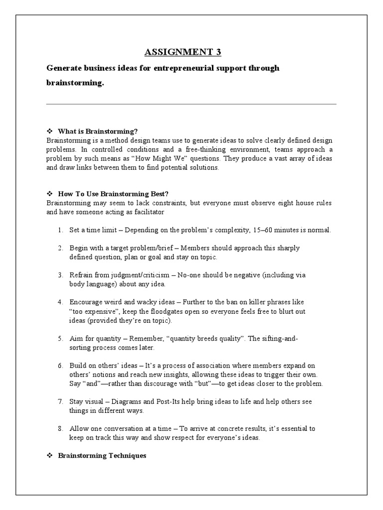 Assignment 3a Pdf Brainstorming Human Communication 