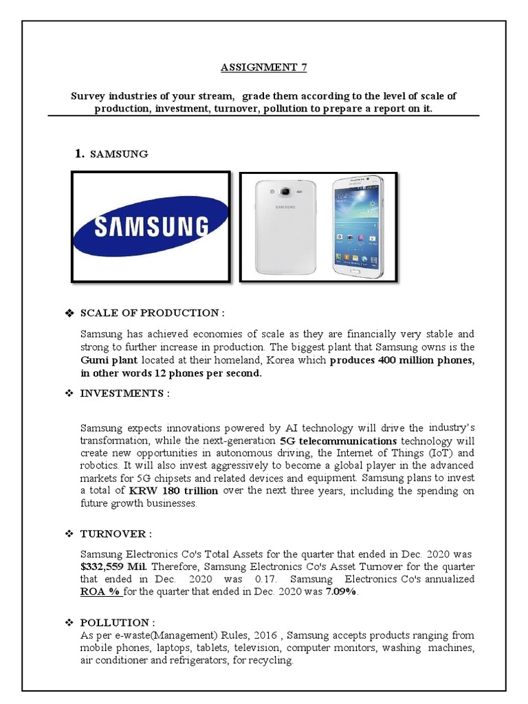 Assignment 7 | PDF | Samsung Electronics | Apple Inc.