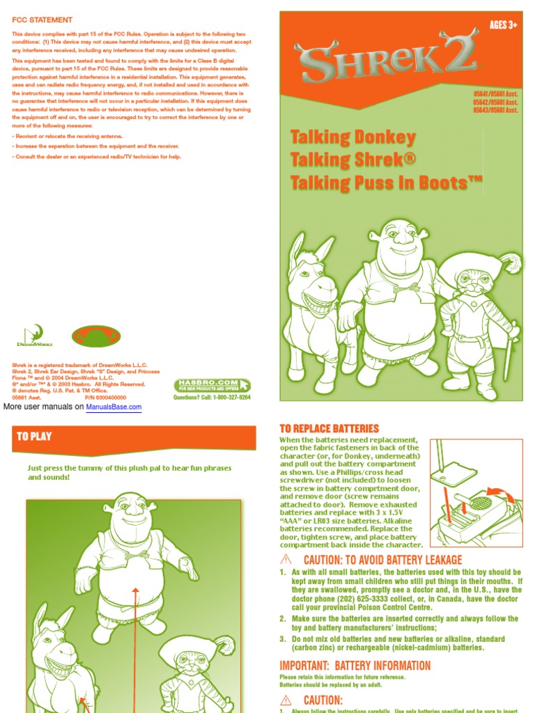 Shrek 2 Talking Donkey, Shrek & Puss in Boots (2004) | PDF | Radio ...