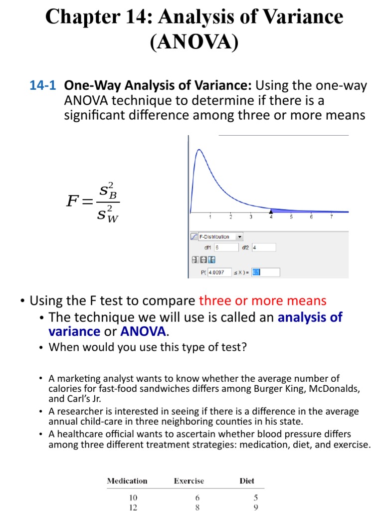 One-Way Analysis of Variance: Using The One-Way | PDF | F Test ...