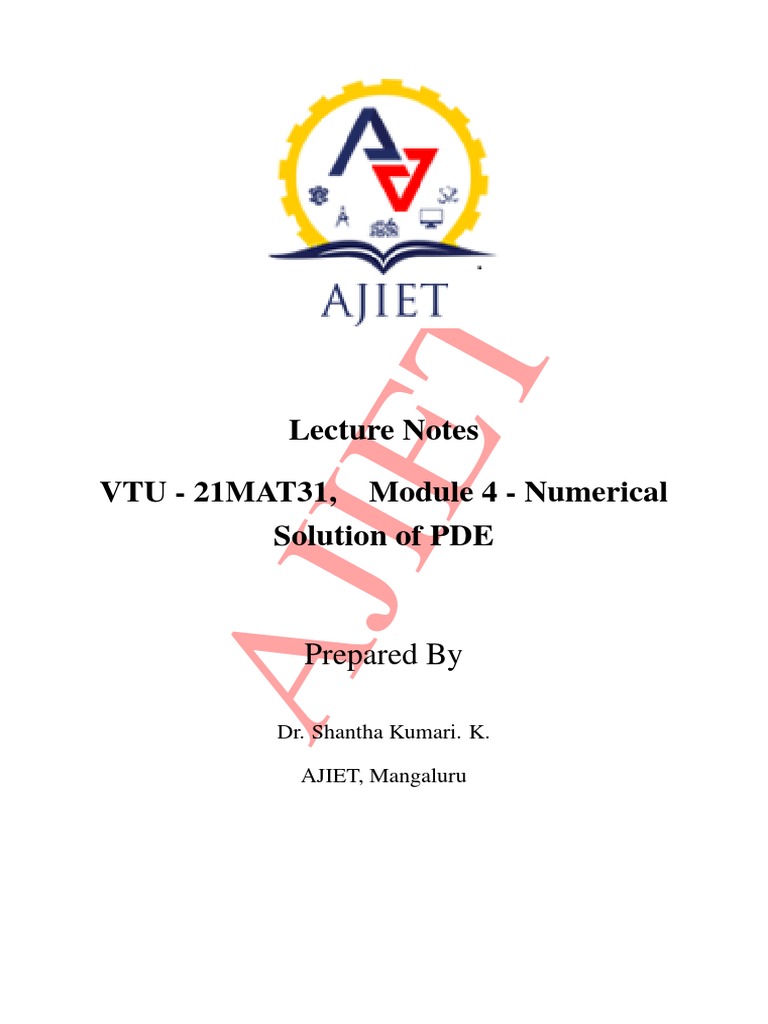 Ajiet: Lecture Notes VTU - 21MAT31, Module 4 - Numerical Solution of ...