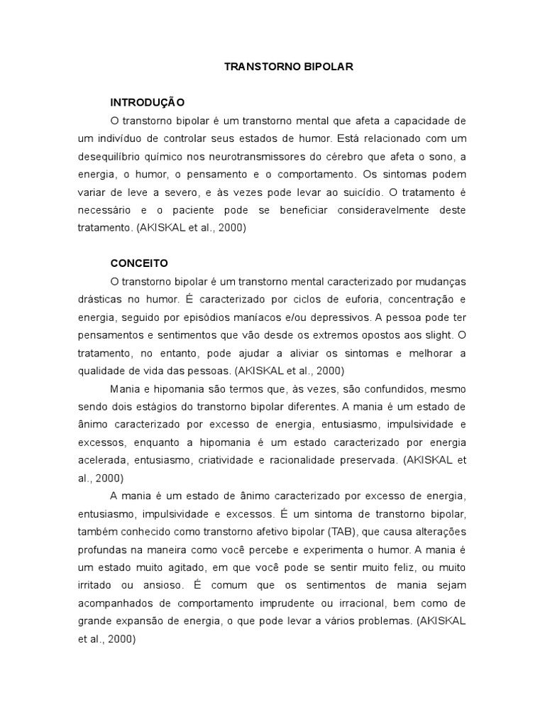Entendendo o Transtorno Bipolar | PDF | Transtorno bipolar | Mania