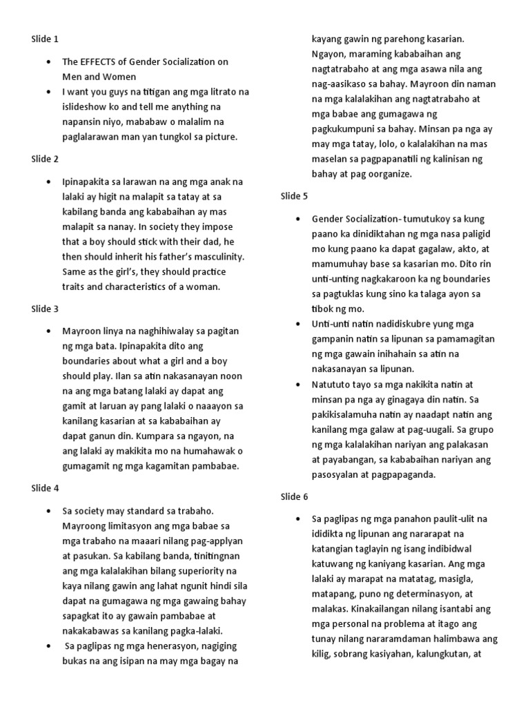 Effects of Gender Socialization | PDF