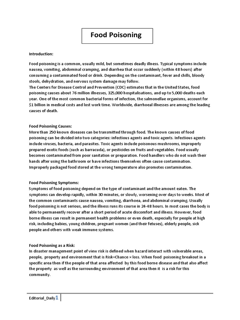 Food Poisoning | PDF | Hazards | Foodborne Illness