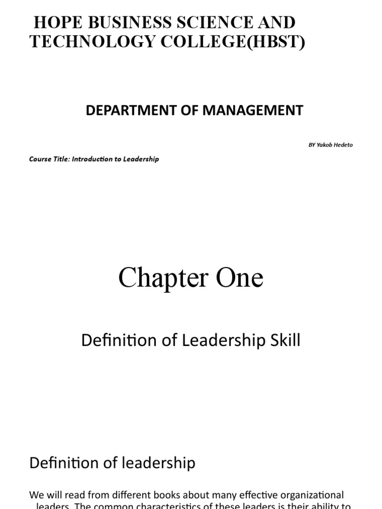 Leadership Chapter One | PDF | Leadership | Motivational