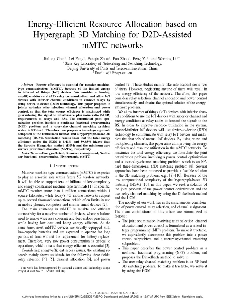 Energy Efficient Resource Allocation Based On Hypergraph 3d Matching
