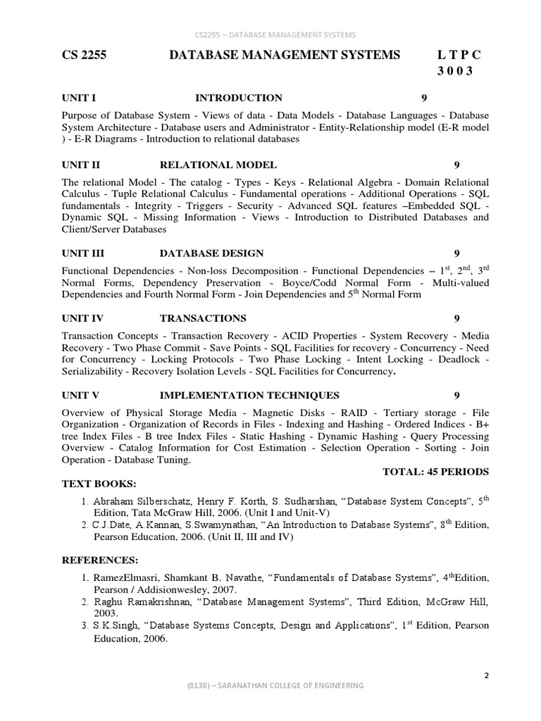 CS3492-DBMS Study Material - Unit I | PDF | Databases | Relational Database