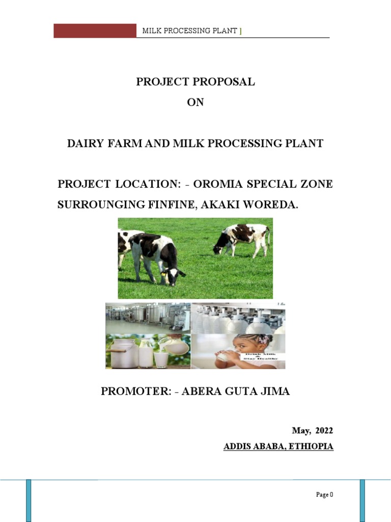 Project Proposal ON Dairy Farm and Milk Processing Plant Project ...