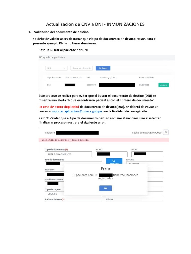 Inmunizaciones Actualización de CNV A DNI | PDF