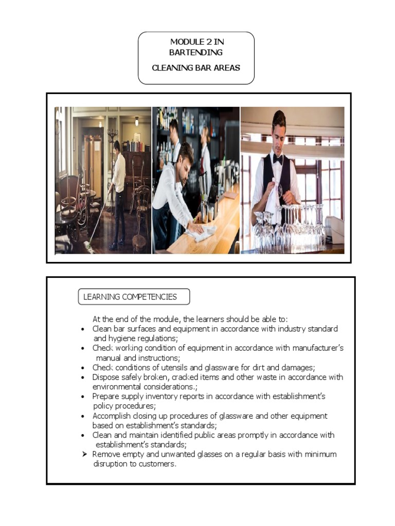 Private Files MODULE 2 BArtending Cleaning Bar Areas | PDF | Inventory ...
