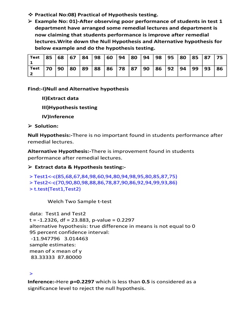 Data Science Practical No 08 | PDF | Statistical Hypothesis Testing ...