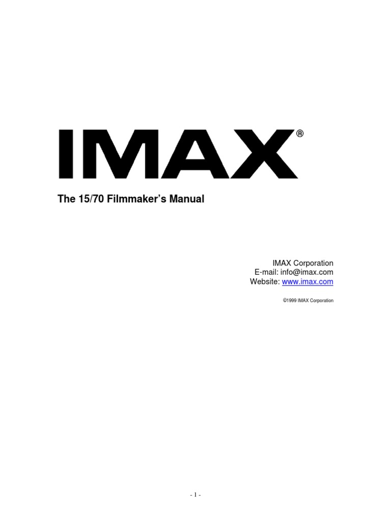 The 15/70 Filmmaker's Manual: IMAX Corporation Website | PDF | 3 D Film ...
