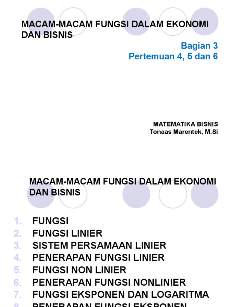 Bagian 3 Fungsi Linier Non Linier Dan Eksponen | PDF