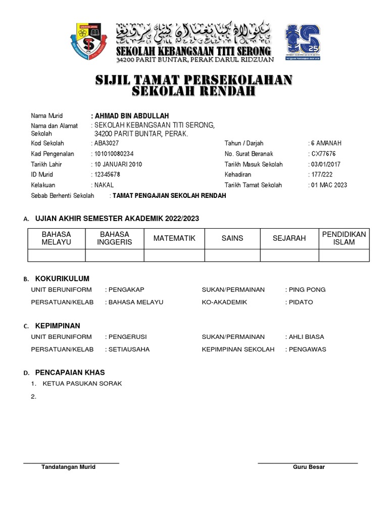 Format Sijil Berhenti | PDF