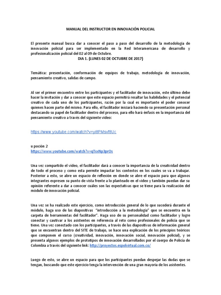 Manual Del Instructor en Innovación Policial | PDF | Innovación ...