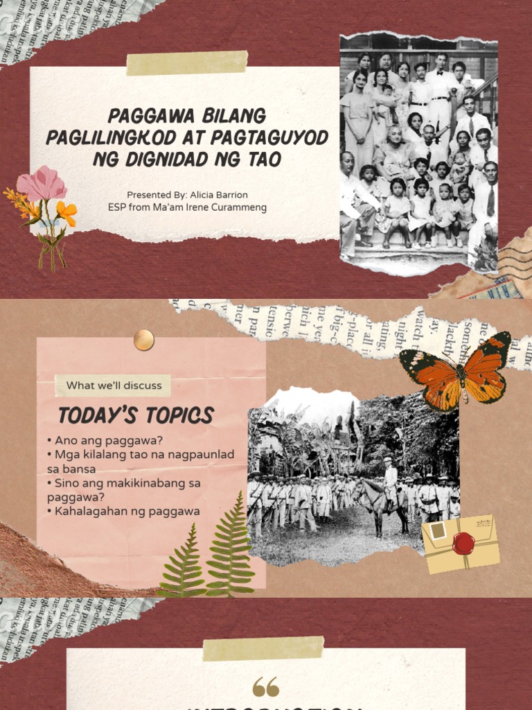 Paggawa Bilang Paglilingkod at Pagtaguyod NG Dignidad NG Tao | PDF