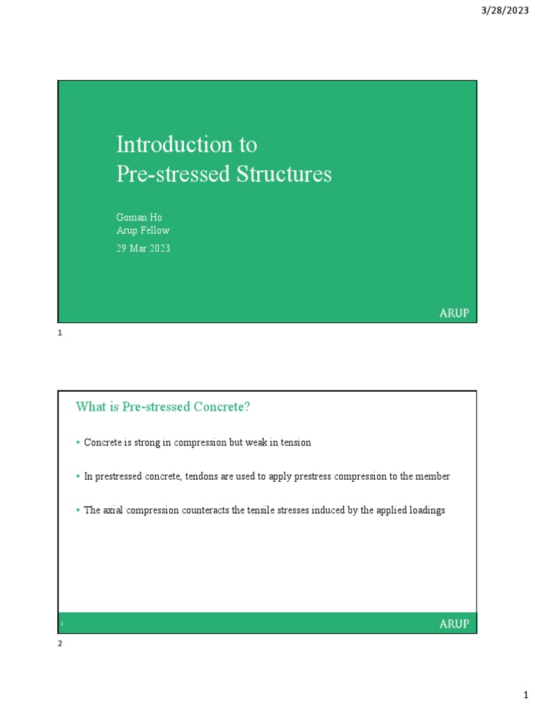 Introduction To Pre-Stressed Structures | PDF | Prestressed Concrete | Concrete