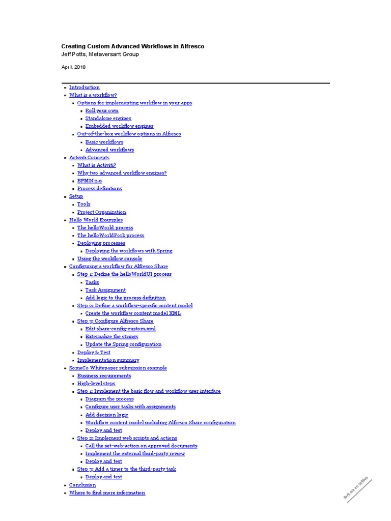 Creating Custom Advanced Workflows in Alfresco - ECM Architect - Alfresco Developer Tutorials ...