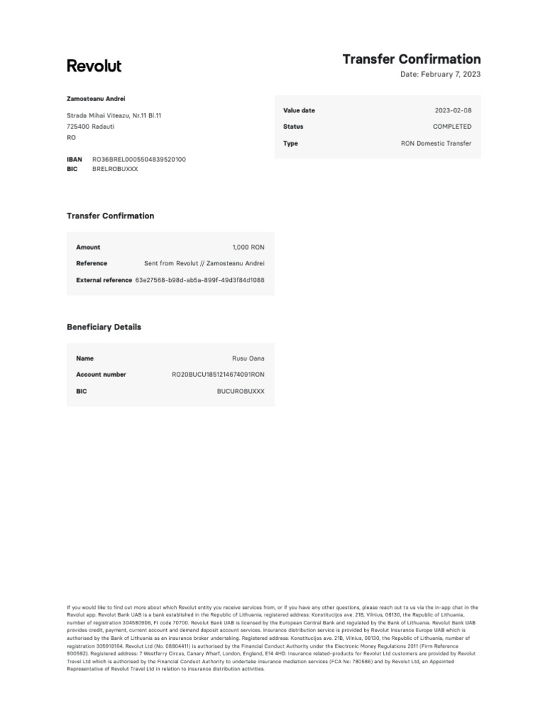 Transfer Confirmation | PDF | Banks | Insurance