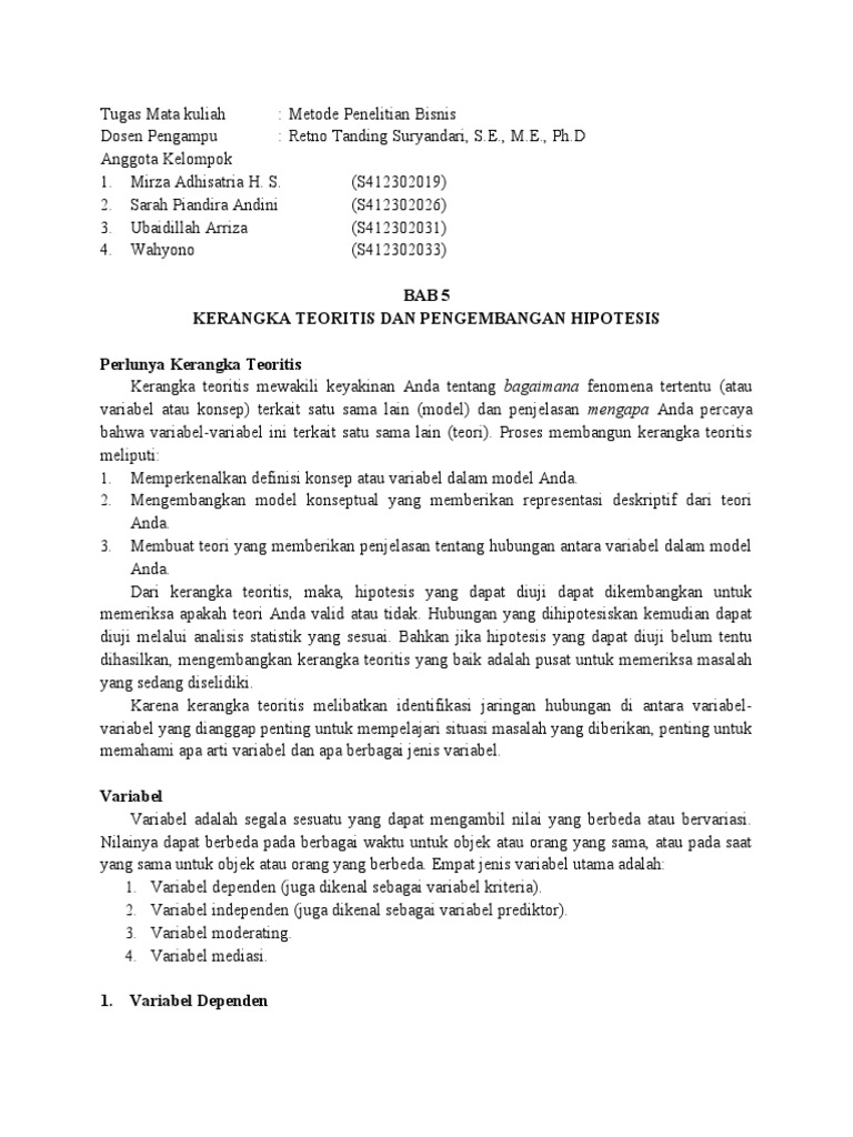 Ch 5 Kerangka Teoritis Dan Pengembangan Hipotesis Kel 2 Pdf
