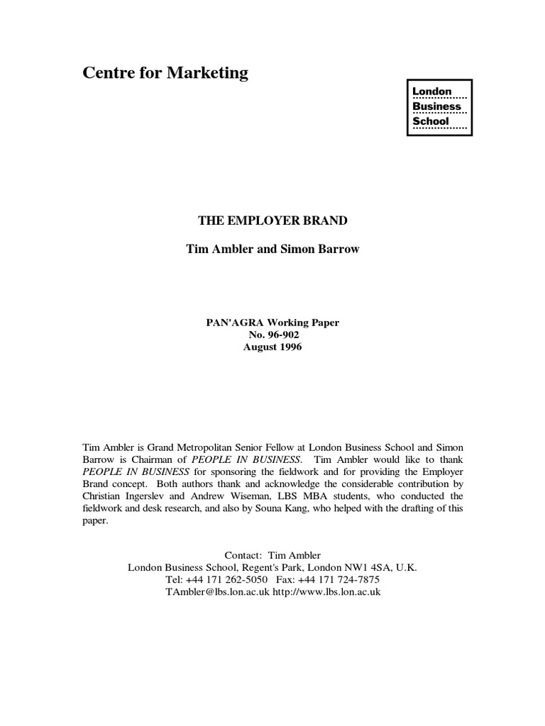 U Ambler, T., & Barrow, S. (1996) - The Employer Brand. Journal of ...