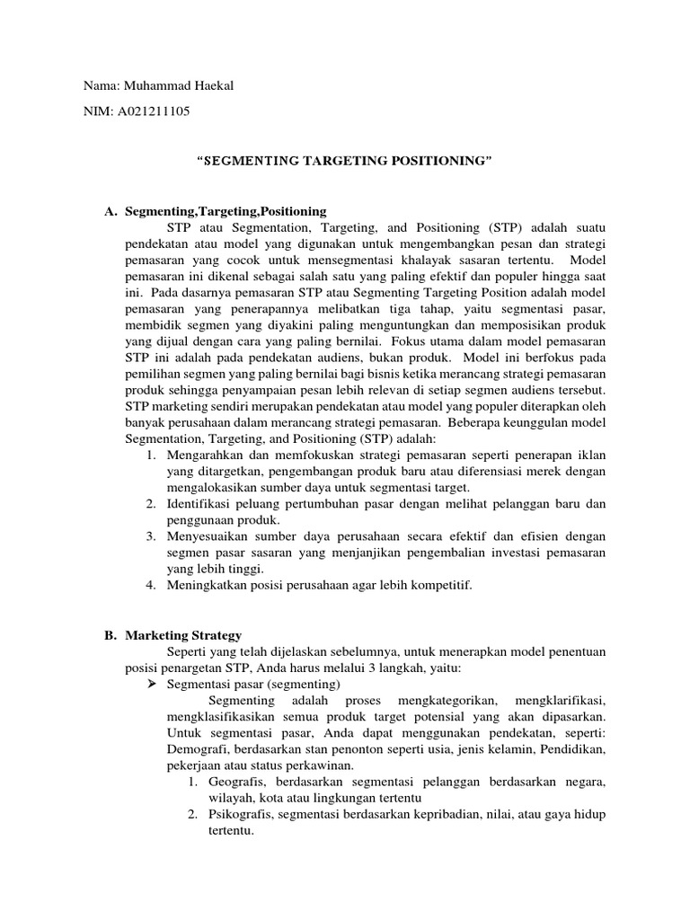 Tugas RMK Pemasaran Pekan 7 - Muhammad Haekal (A021211105) | PDF