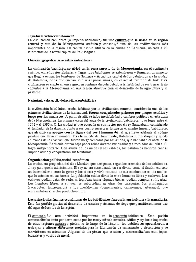 Civilización Babilónica: Historia y Aportes | PDF | Babilonia | Mesopotamia
