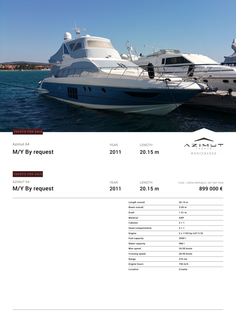 Azimut 64 2011 | PDF | Hull (Watercraft) | Yacht