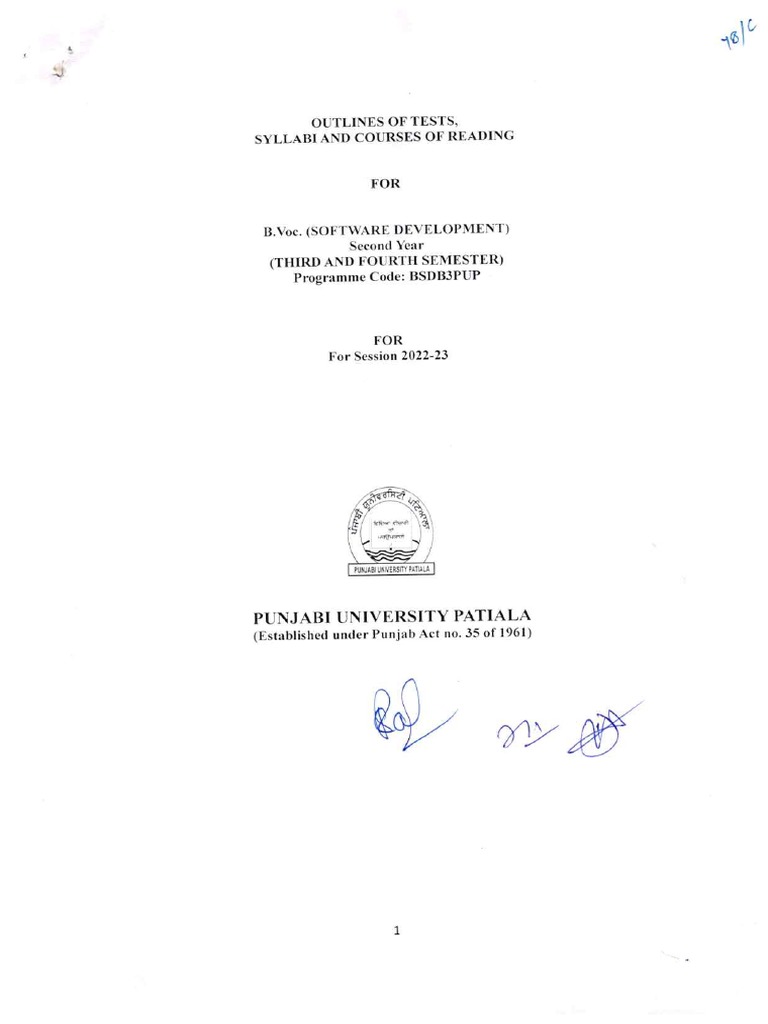 B.Voc. (Software Development) Second Year (IIIrd and IVth Sem.) 2022-23 Session | PDF