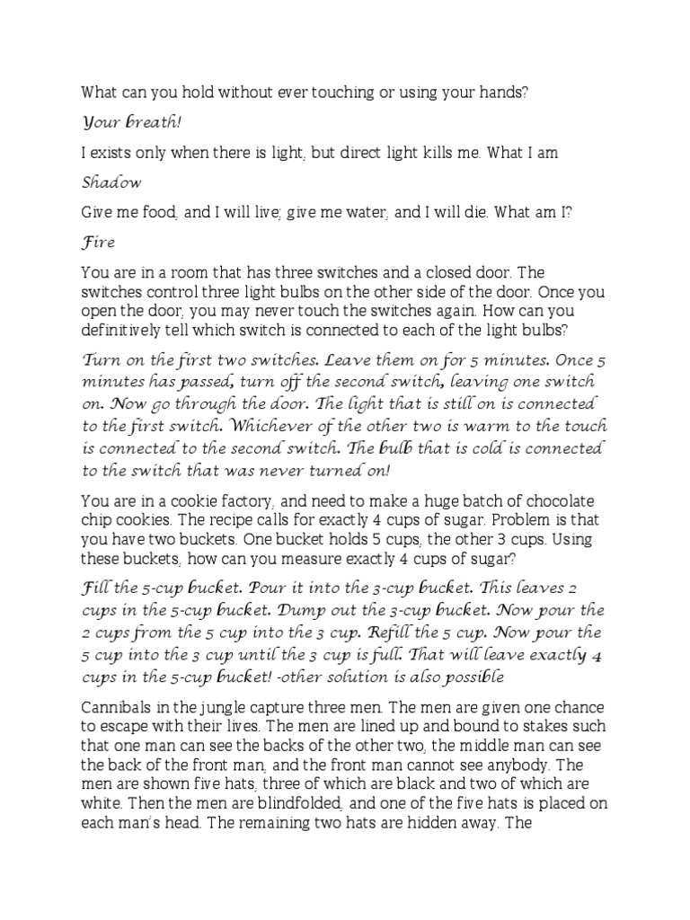 Brain Teaser | PDF | Hat