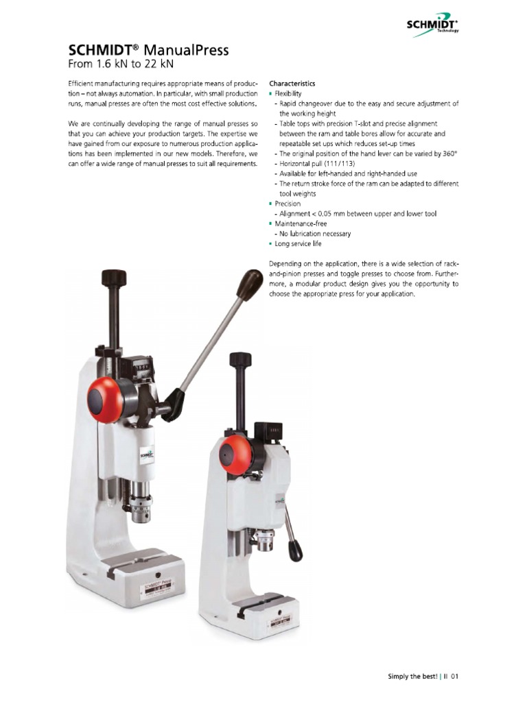 Schmidt Manual Presses | PDF