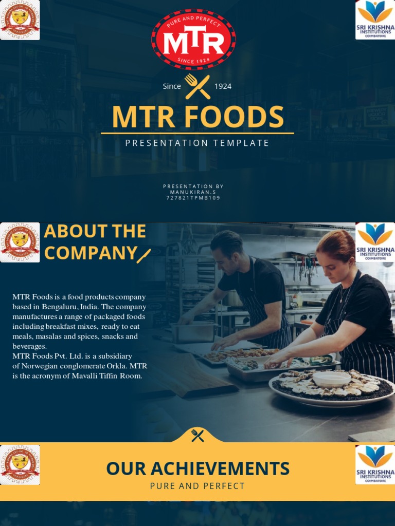 MTR Foods: Presentation Template | PDF | Food And Drink | Economies