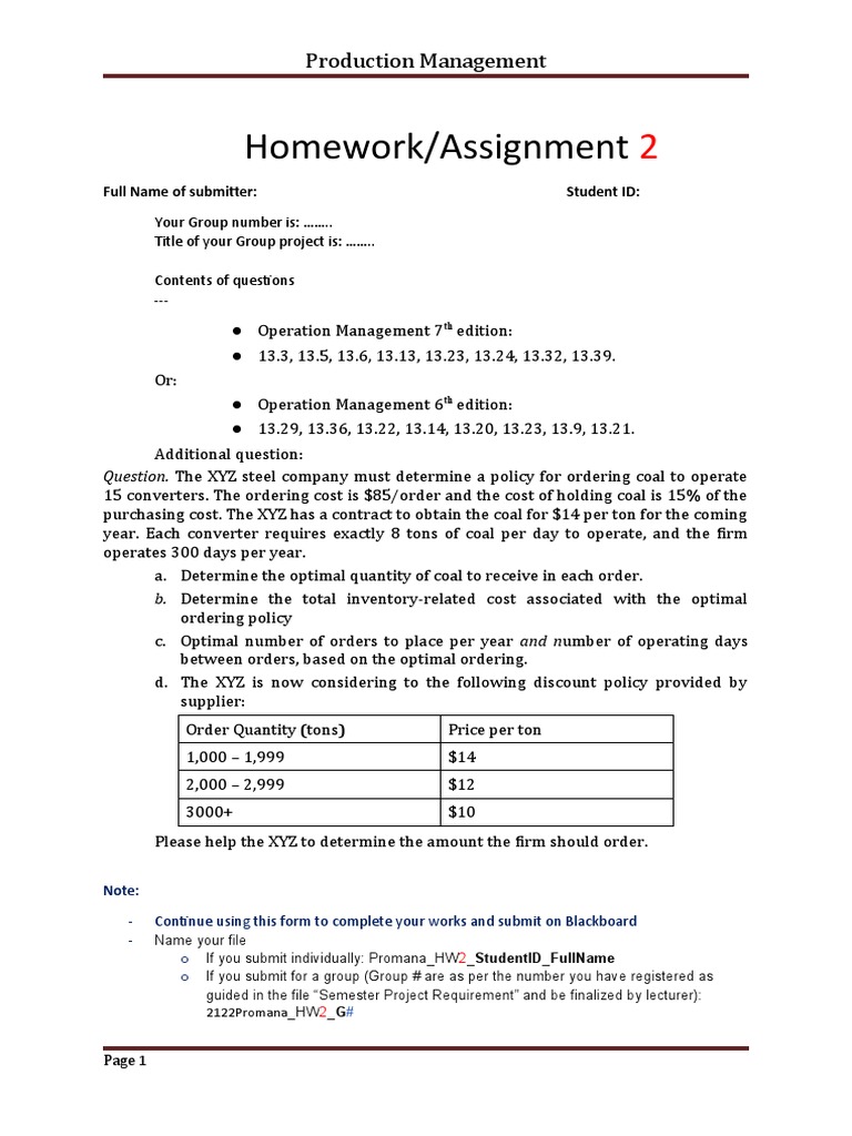 ASSIGNMENT 2 - Inventory Management | PDF | Business