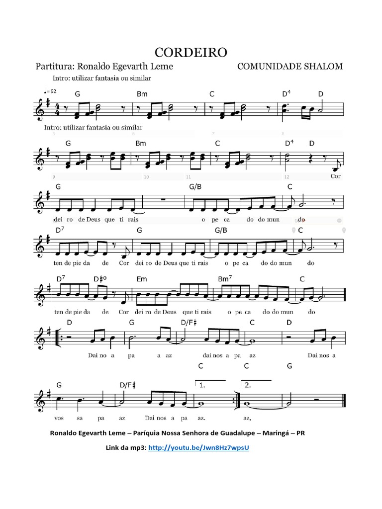 Cordeiro - Shalom | PDF