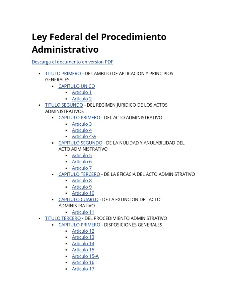 Ley Federal Del Procedimiento Administrativo | PDF