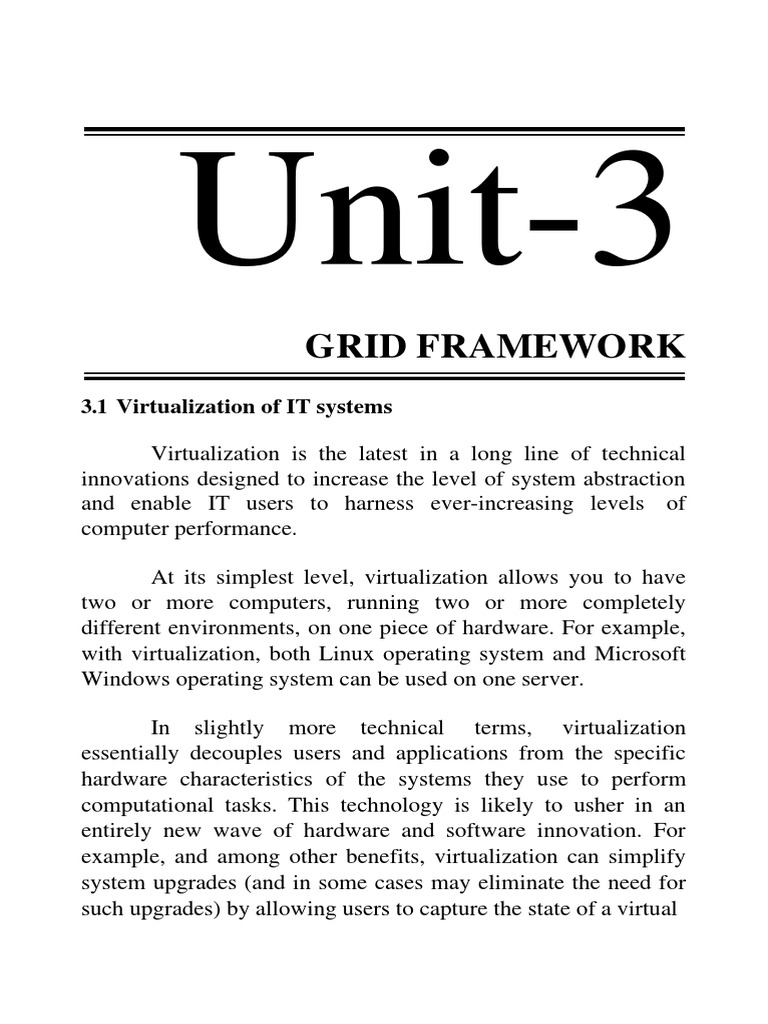 Unit-3: Grid Framework | PDF | Virtualization | Desktop Virtualization